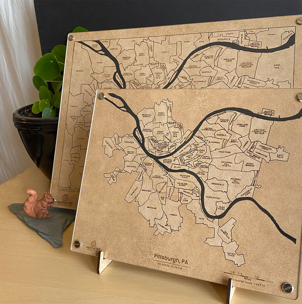 Pittsburgh Neighborhoods & Boroughs Puzzle Map – Squirrel Hill Design ...